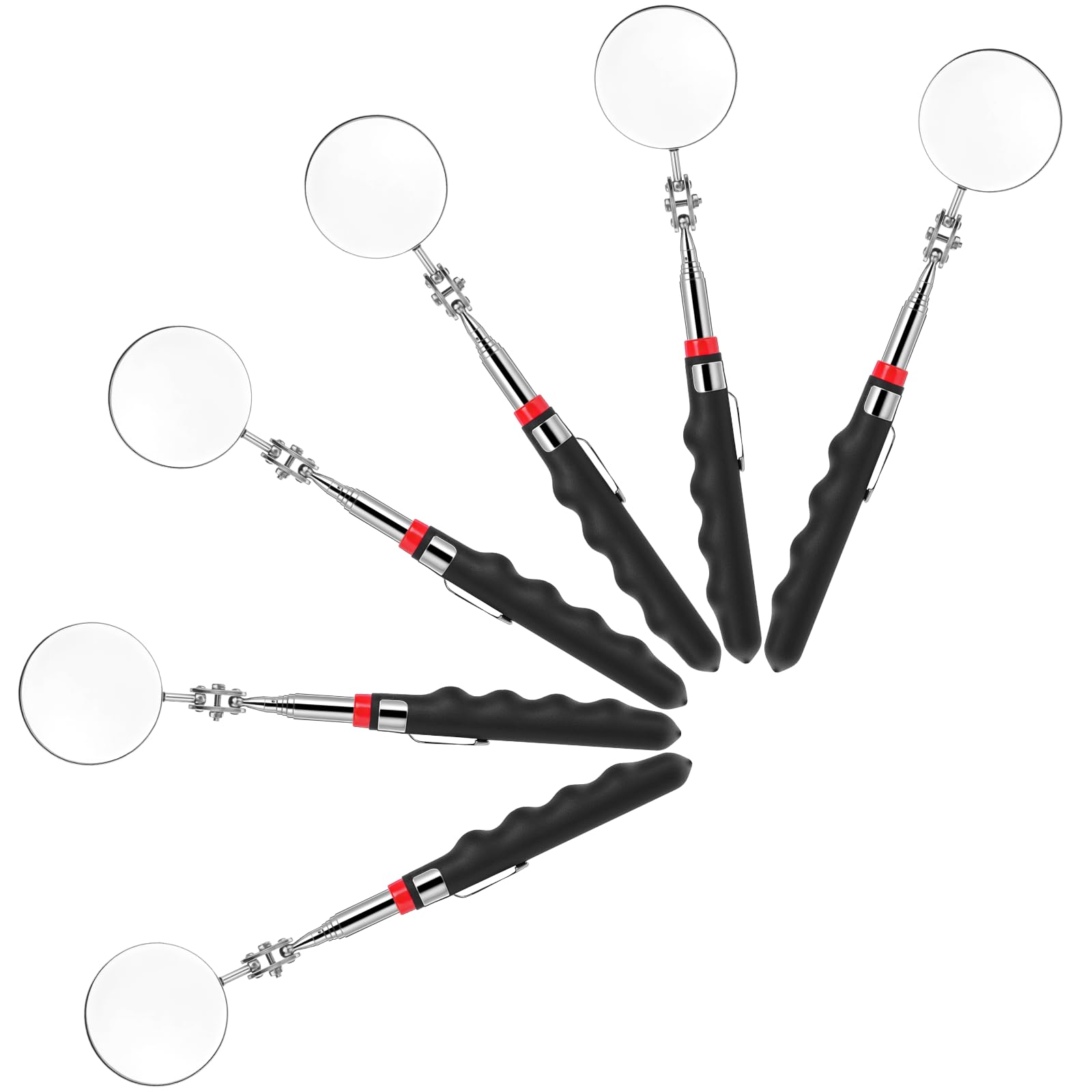 6 Pack Telescoping Inspection Mirror, Extendable 28.3 Inch Mechanics ...
