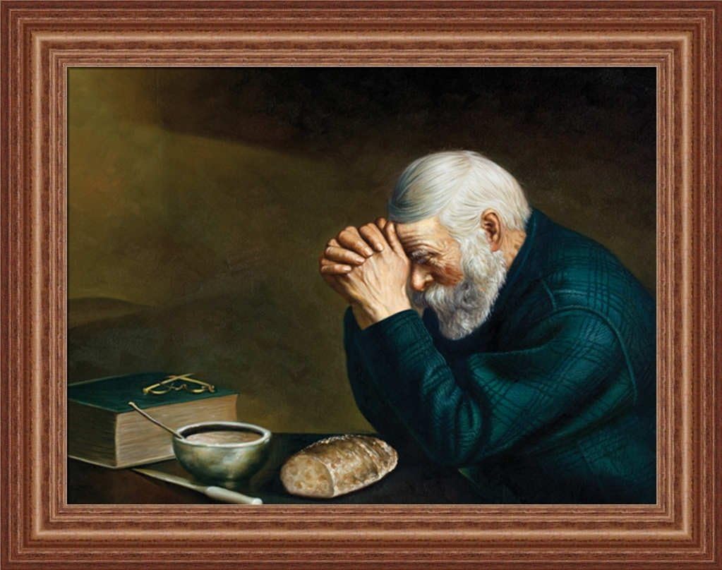 Amazon.com: Old Man Praying Over Bread by Art Decor Religious Christian ...