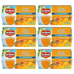 Amazon.com : DEL MONTE Diced Peaches FRUIT CUP Snacks, No Sugar Added ...