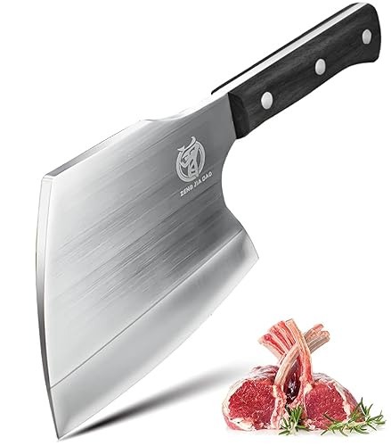 ZENG JIA DAO Big Bone Cutting Cleaver Knife - Super Heavy Duty Meat Axe ...