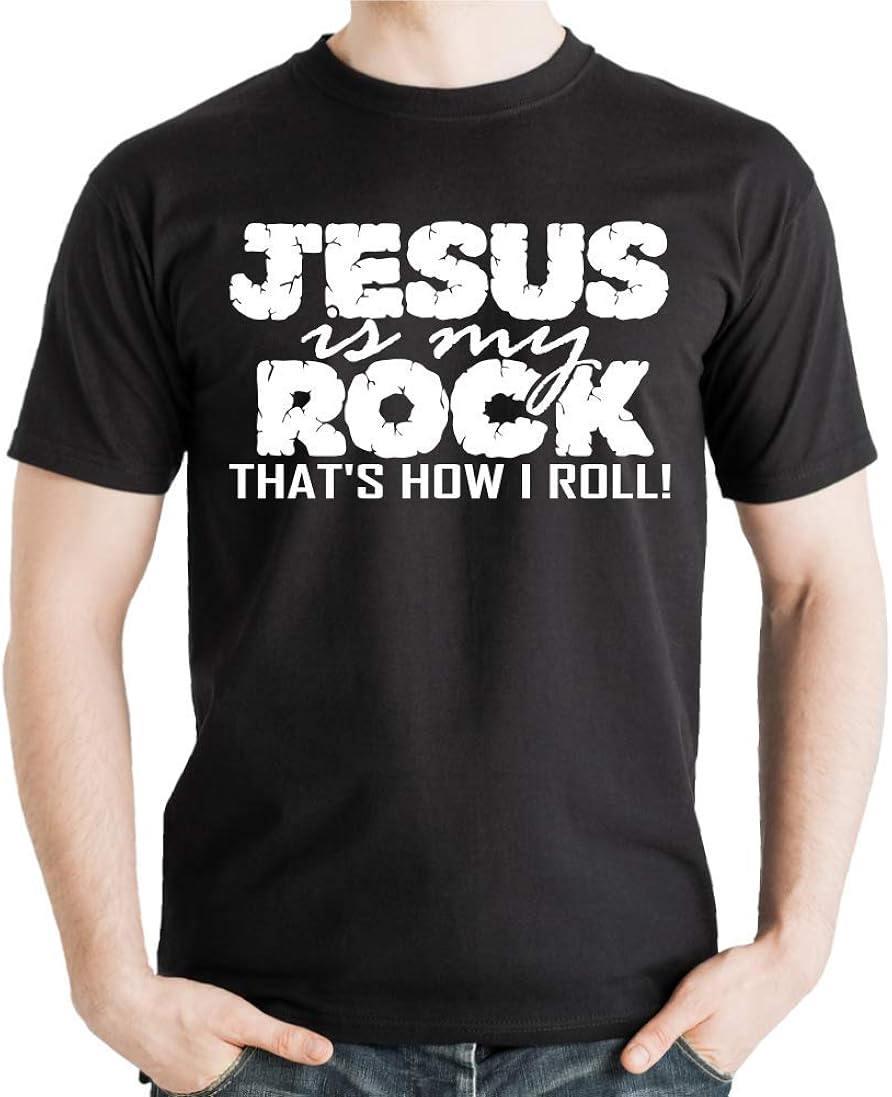 Amazon.com: Jesus is My Rock That's How I Roll Christian Shirt Black ...