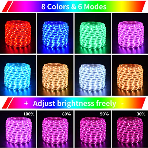 RGB Rope Lights Outdoor Waterproof,100ft LED Strip Light Color Changing ...