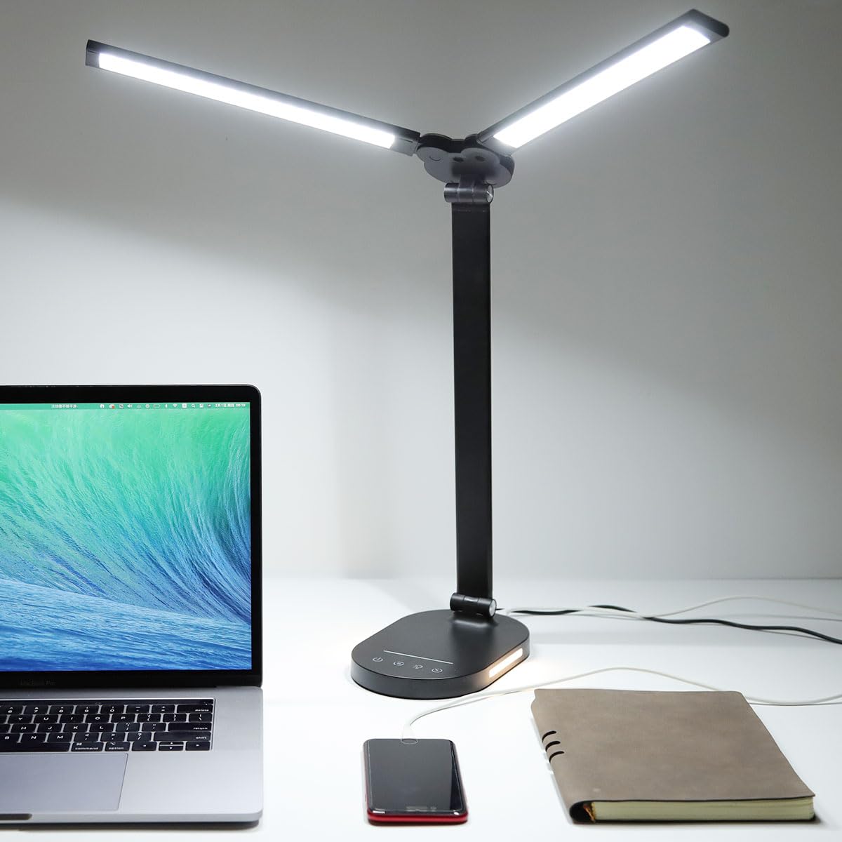LED Desk Lamps for Home Office, 14W Double Swing Arm LED Desk Lamp with ...