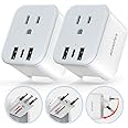 Amazon.com: 2 Pack Foldable European Travel Plug Adapter with 3 USB (1 ...