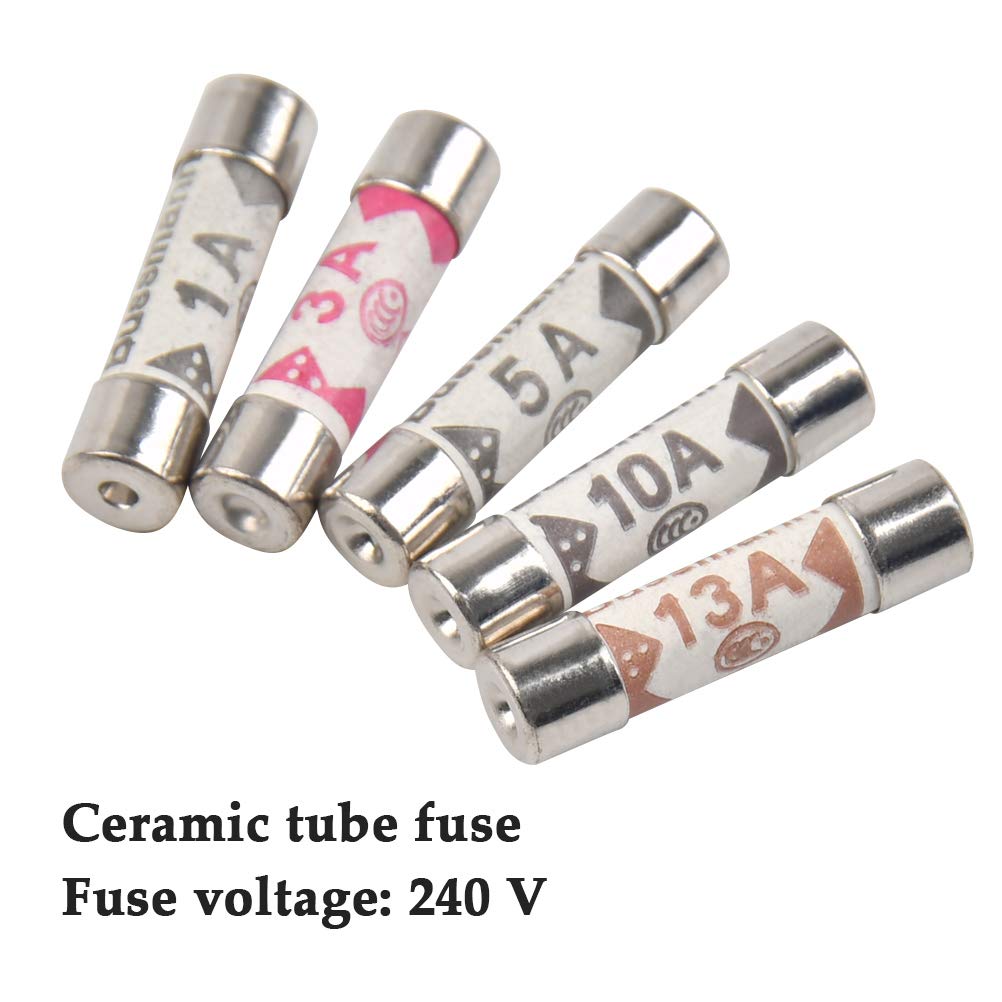 100Pcs 240V Volt Household Mains Plug Fuse 6.3×25 mm/0.25x1Inch BS1362 ...