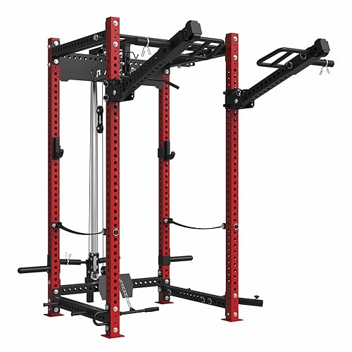 Mikolo 3" x 3" Power Cage, 2000lbs Power Rack, Multi-Functional Squat ...
