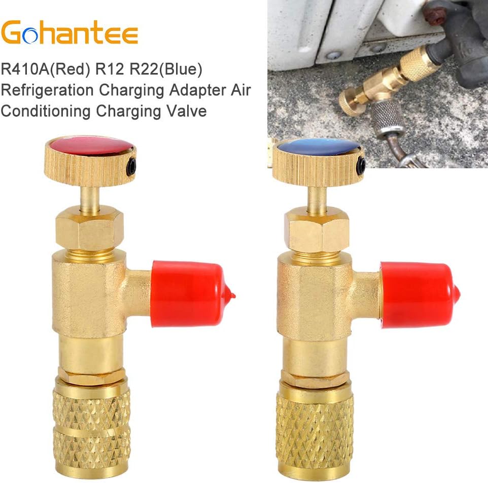 gohantee R12 R410 Refrigerant Charging Valve, R12 R22-1/4“ Male to 1/4” Female, R410-1/4″ Male ...