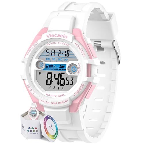 Viecasia Girls Digital Watch,Colorful Lights, Alarm,Sports Timekeeping ...