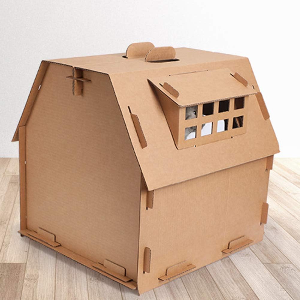 Maifa Cardboard Cat House, DIY Cat Corrugated House with Cat Scratch ...