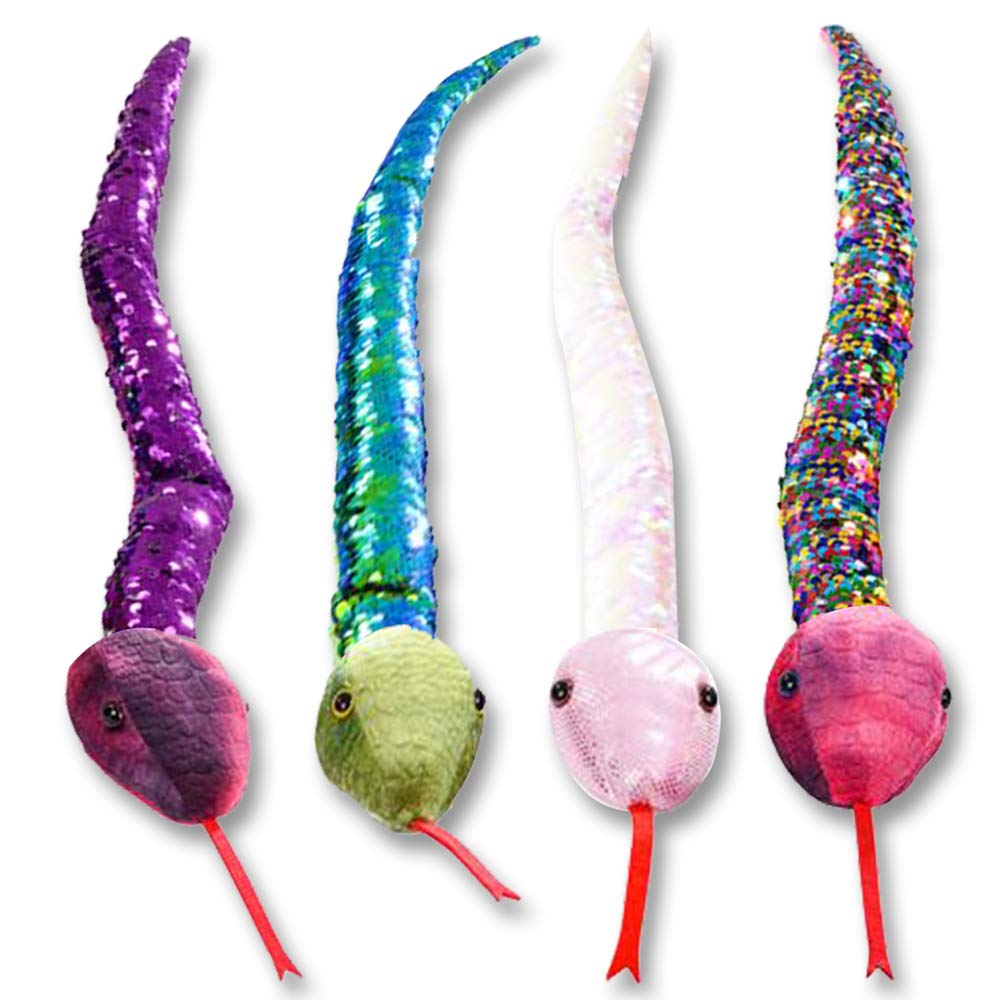 ArtCreativity Flip Sequin Snake Toys for Kids, Set of 4, Plush Snakes ...