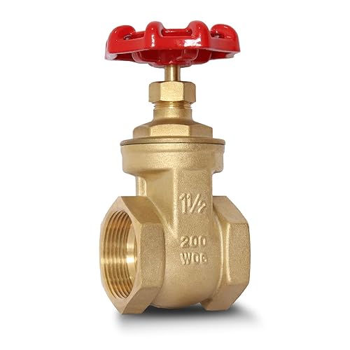 1-1/2" NPT Brass Gate Valve, Heavy Duty Female x Female Thread Manual ...