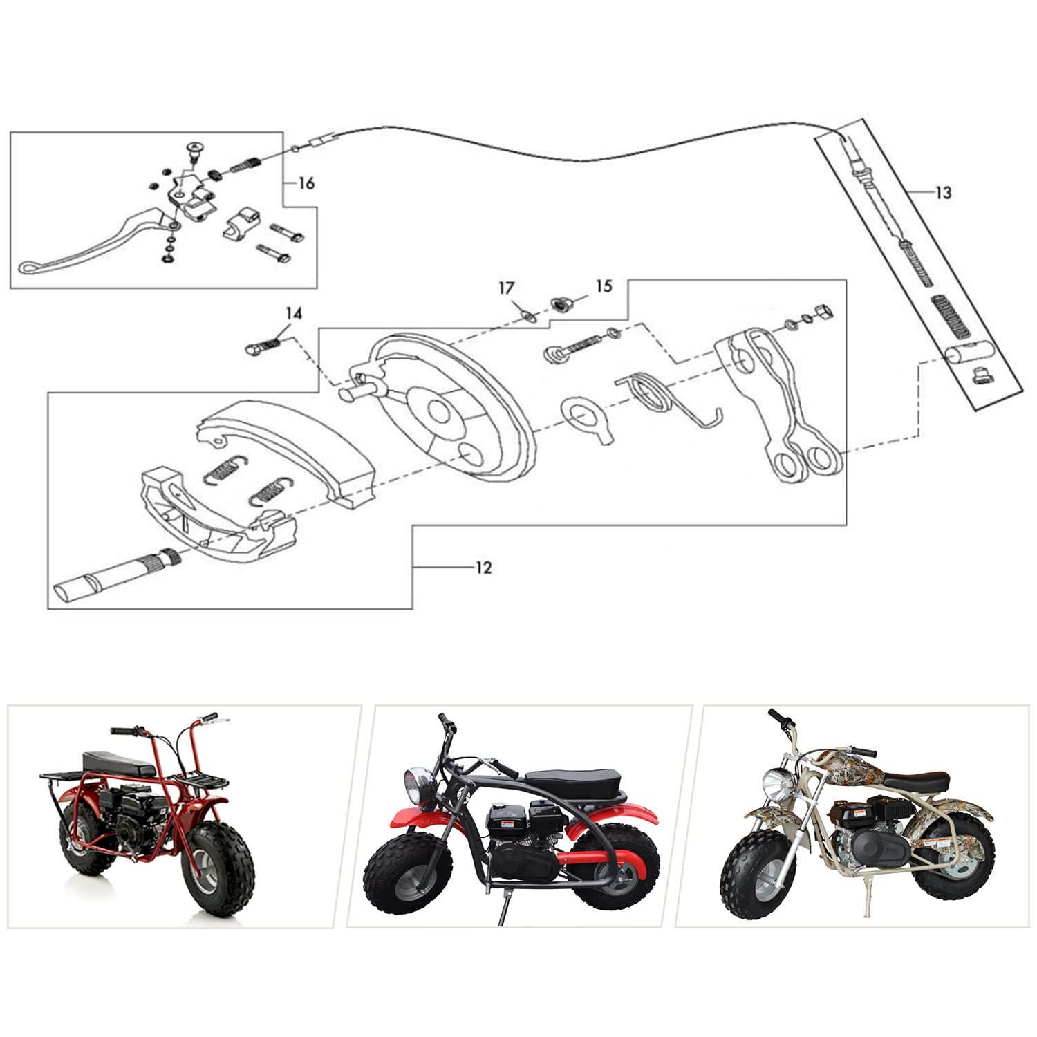 Mua Mini Bike Brake Lever Kit Drum Brake Cable Assembly for Coleman ...