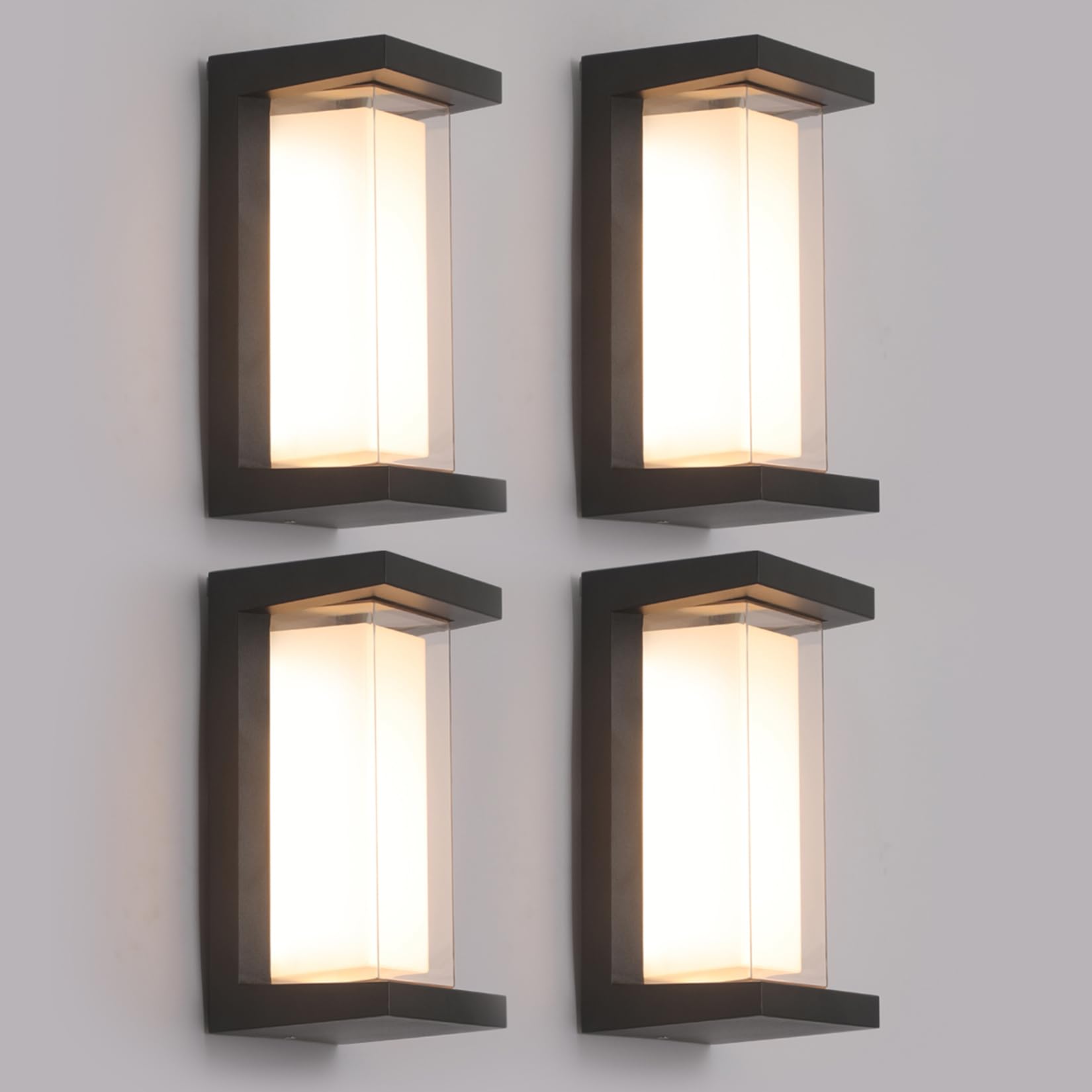 4 Pack 24W Outdoor Wall Lights Exterior/Interior LED 3-Color Adjustable ...