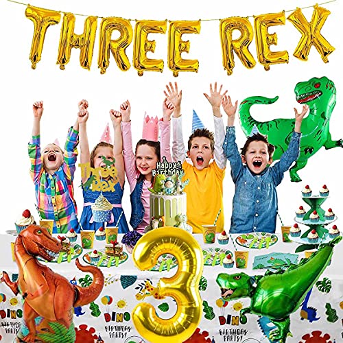 Three Rex Birthday Party Decorations, Three Rex Letter Balloon T-Rex 3 ...