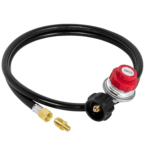 SHINESTAR 0-20 PSI Adjustable Propane Regulator and Hose with Orifice Kit, 5 Feet Gas Burner ...
