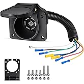 Amazon.com: MECMO 7 Way RV Trailer Light Connector Socket 7 Pin Wire Electrical Trailer Adapter ...