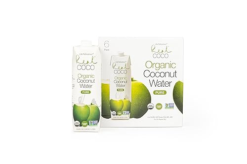 Real Coco Organic Pure Coconut Water (6-Pack 1L), USDA Organic, No ...
