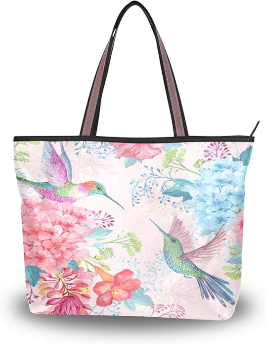 RXYY Tropical Flowers Hummingbirds Handbags and Purse for Women Tote ...