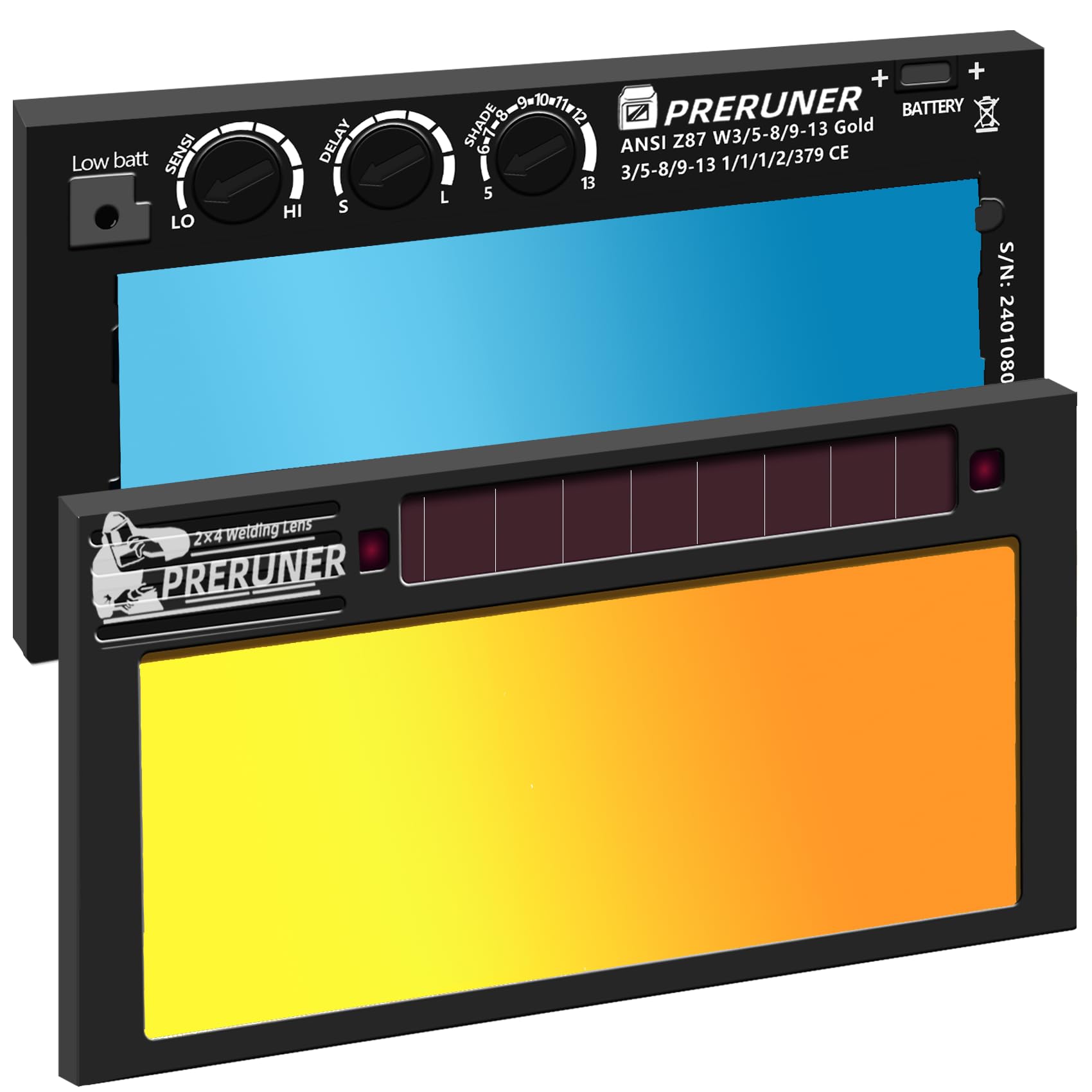 Mua Shade 5-13 2x4 Auto Darkening Welding Lens, Adjustable Gold Welding ...