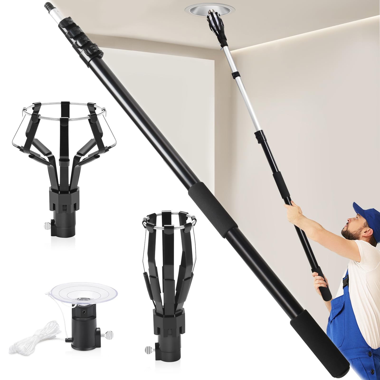 GADFISH 26FT Reach Light Bulb Changer for High Ceilings, 5-20FT ...