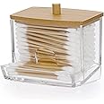 Amazon.com: Hipiwe Acrylic Q-Tip Holder with Bamboo Lid - Clear Q-Tips ...