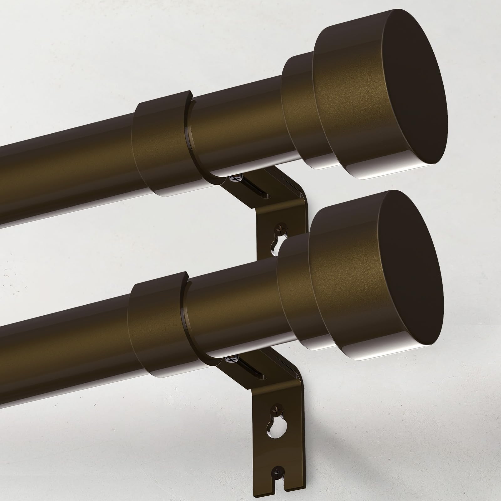 IFELS Heavy Duty Curtain Rods for Windows 66 to 120 Inch, 1 Inch Bronze ...