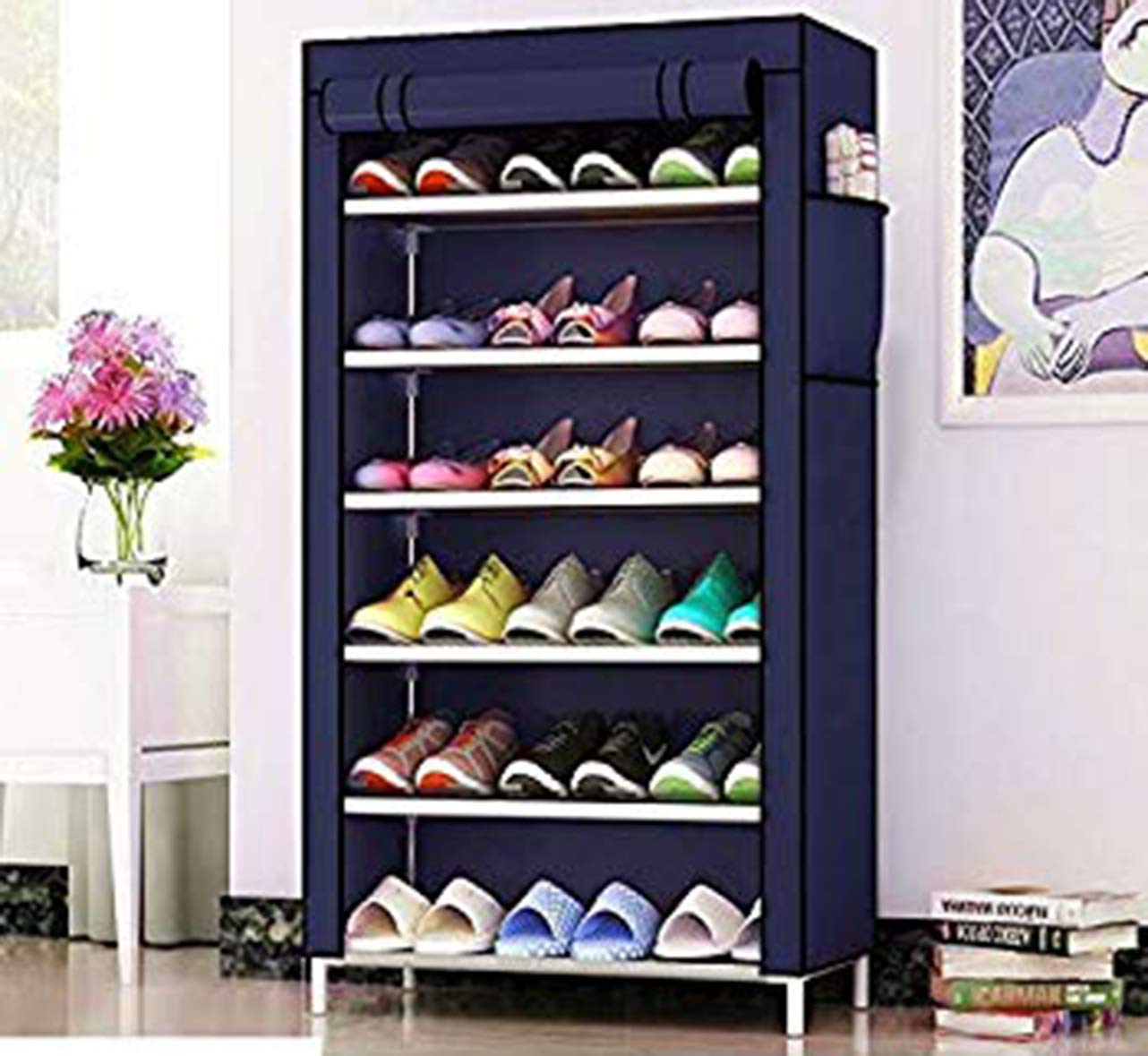 SAMPRI Multipurpose Portable Folding Shoes Rack 6 Tiers Multi-Purpose ...
