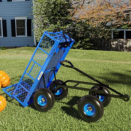 Yardsam Heavy Duty Steel Dump Garden Cart, Outdoor Utility Dump Lawn Yard Wagon 400Lbs Capacity ...