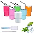 Amazon.com | 6 Pack Mini Tumbler Shot Glass with Straw and Lid, 3 OZ ...