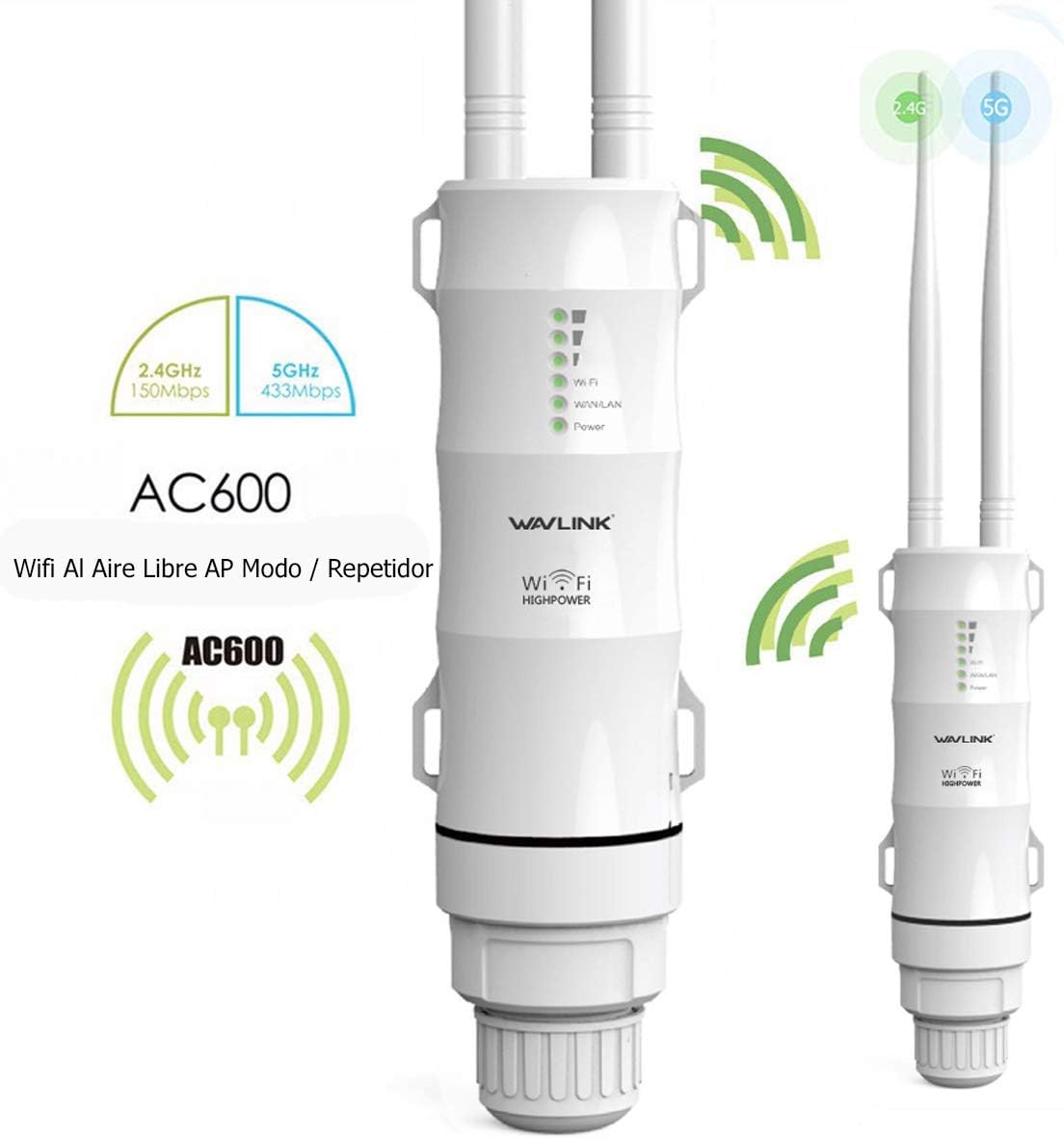 WAVLINK AC600 Inalámbrico WiFi Al Aire Libre Amplificador de señal ...