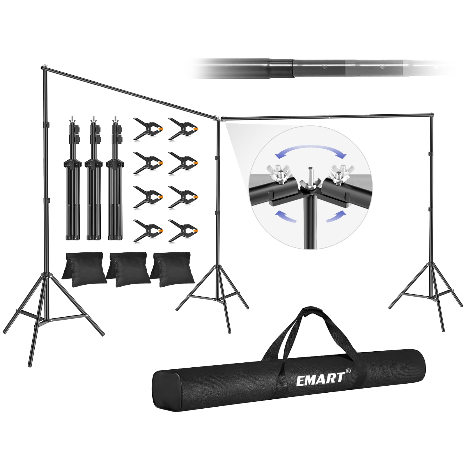 EMART Backdrop Stand, 20x7ft(WxH) Large Adjustable Backdrop Stand for ...