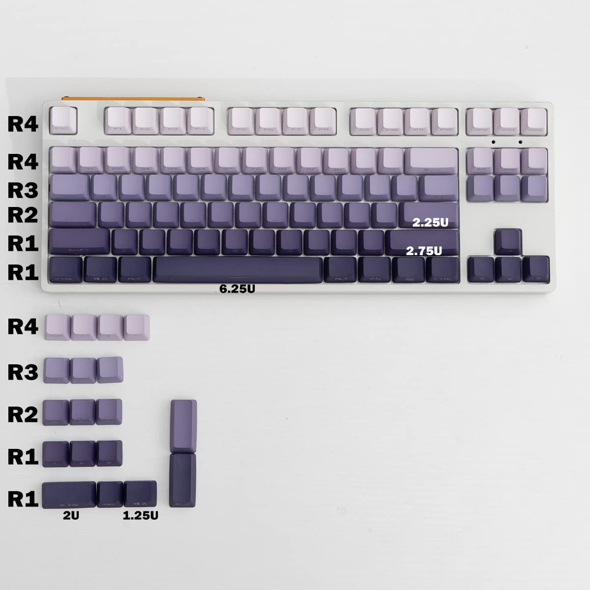 Mua PBT Doubleshot Purple Keycaps Gradient Backlit Side Print OEM Profile Keycaps Shine Through ...