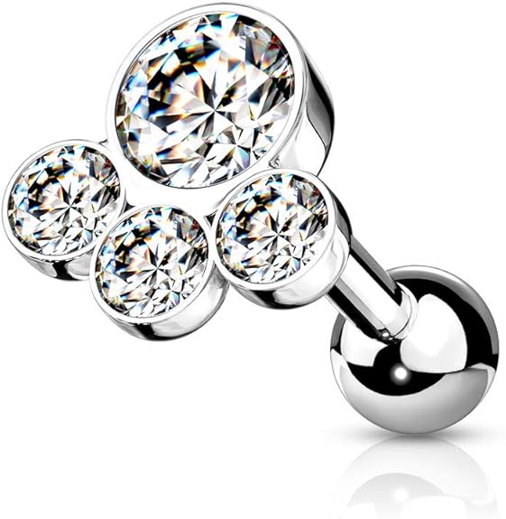 Tata Gisèle - Piercing a barra in acciaio chirurgico 316L e cristallo ...