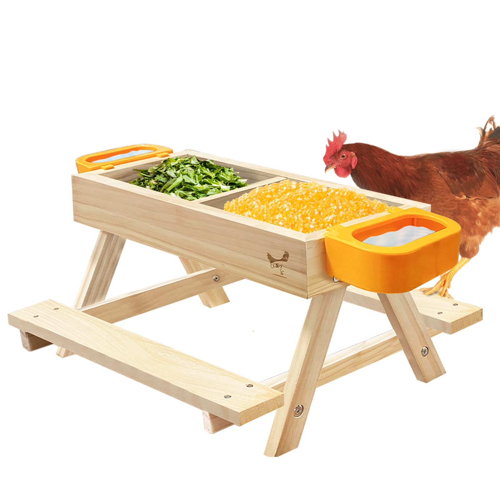 Chicken Picnic Table, Handmade Wooden Chicknick Table, Poultry Feeder ...