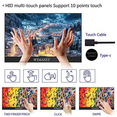 WIMAXIT Portable USB C Touch Monitor, 15.6 Inch HDR Ultra-Slim FHD ...