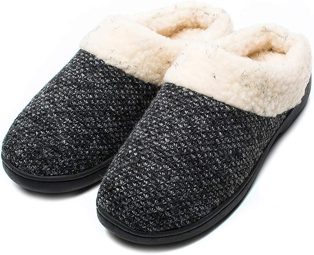 Git-up Women's Slippers Memory Foam Slip-on House Shoes Wool Plush ...