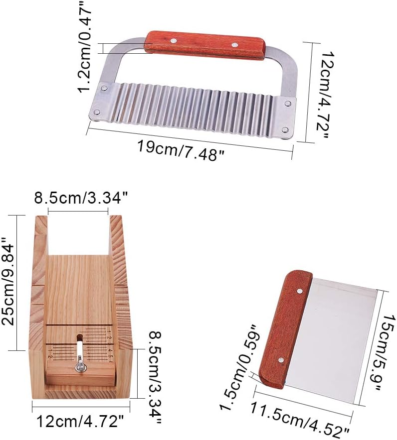 PandaHall Elite Adjustable Wooden Soap Cutter Mold with Wavy Straight ...