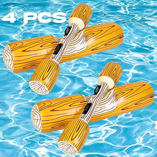Uniqhia 4PCS Battle Log Rafts Inflatable Pool Float Game Row Toys, Pool ...