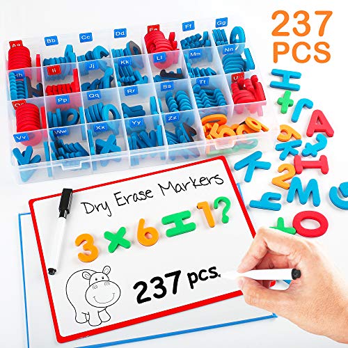 237PCS Magnets Letters and Numbers with Magnet Boards and Storage Box ...