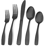 Amazon.com: Matte Black Silverware Set, Satin Finish 20-Piece Stainless ...