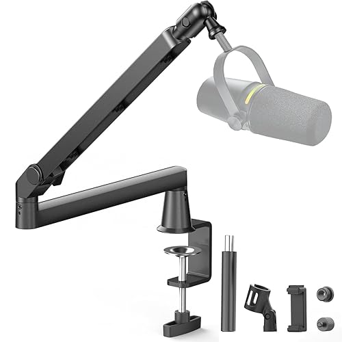 Microphone Boom Arm, Low Profile Mic Arm with 360° Rotation, Cable ...