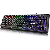 Amazon.com: NPET K10 Wired Gaming Keyboard, RGB Backlit, Spill ...