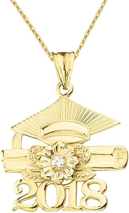Amazon.com: Dazzling 14k Yellow Gold Diamond Class of 2018 Graduation ...