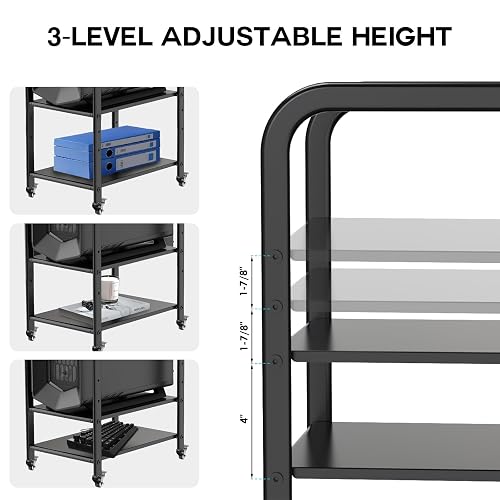 Desktop Computer Stand Adjustable Computer Tower Stand - 2-Tier Rolling ...
