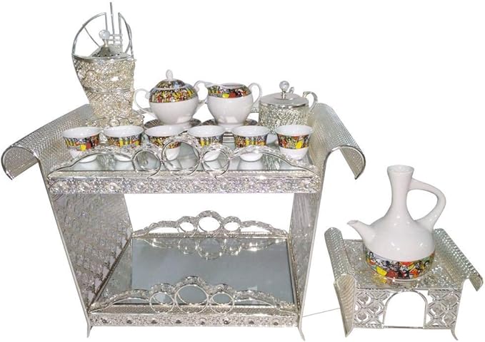Amazon.com: Ethiopian/Eritrean Coffee Table Set- Rekebot- 4 PCS Set ...