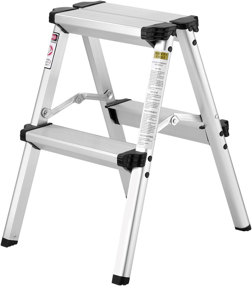 Finether Trittleiter Aluminium Klapptritt mit 2 x 2 Stufen Leicht 1.4 ...