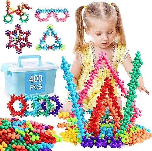 400PCS Building Toys STEM Interlocking Blocks - Kids Plastic Connect Block Snowflake Toys ...
