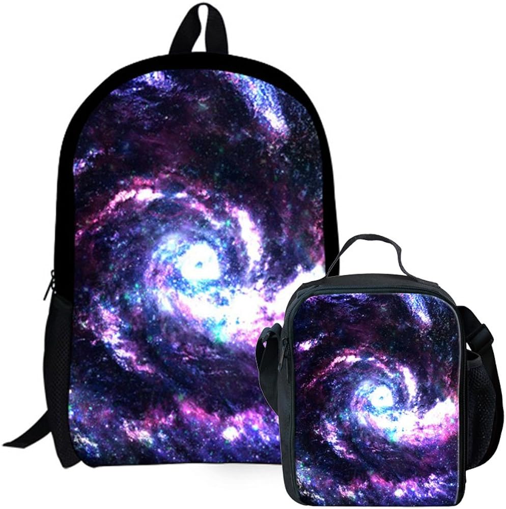 Galaxy Backpack for Boys 16 Inch School Bag with Lunch Box for Children ...