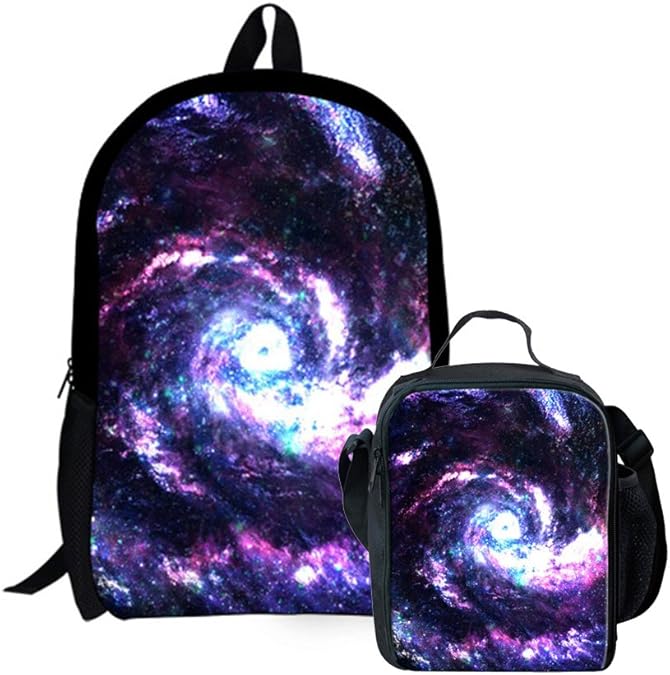 Galaxy Backpack for Boys 16 Inch School Bag with Lunch Box for Children ...