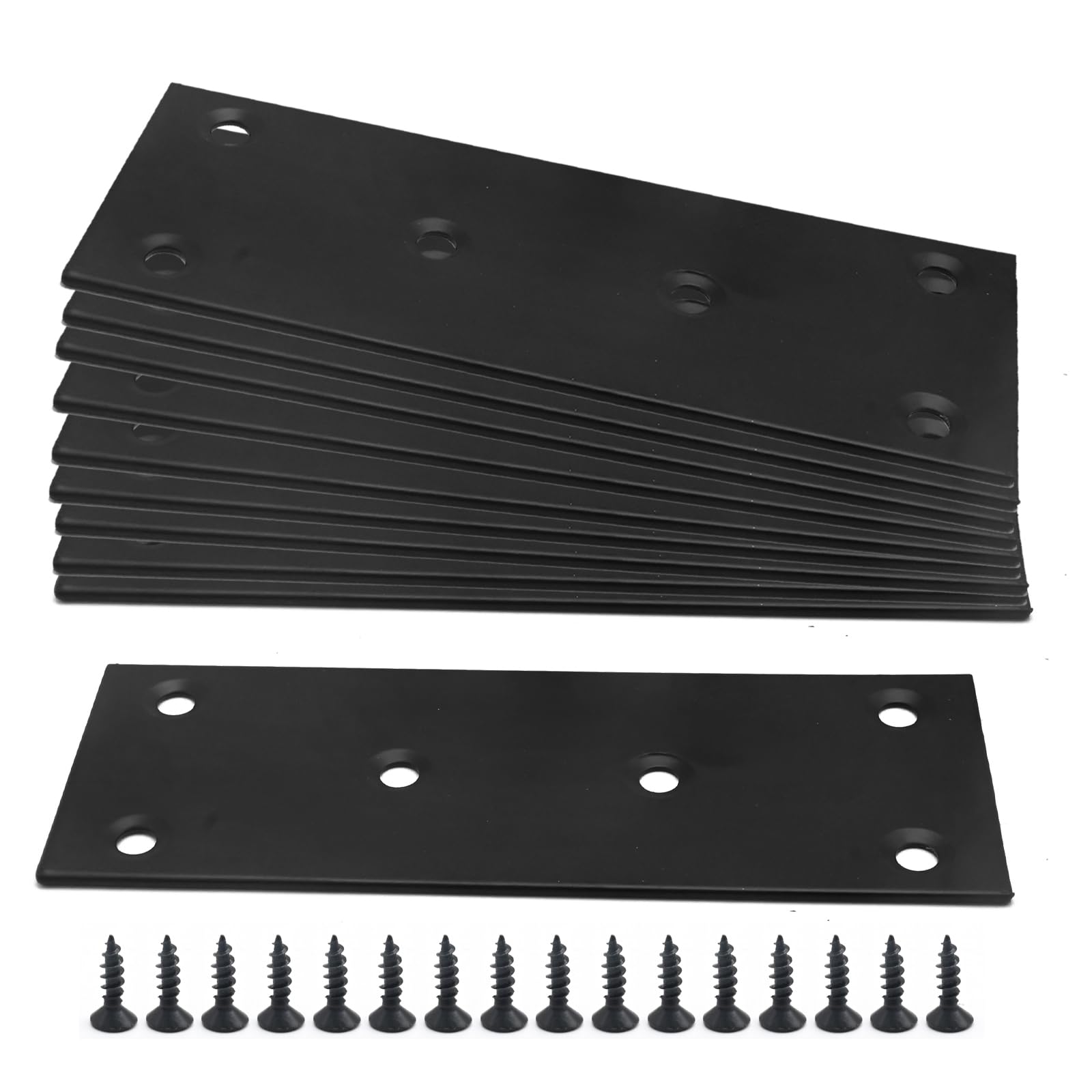 UOIENRT 10 Pack Black Flat Repair Plate, Steel Heavy Duty Mending ...